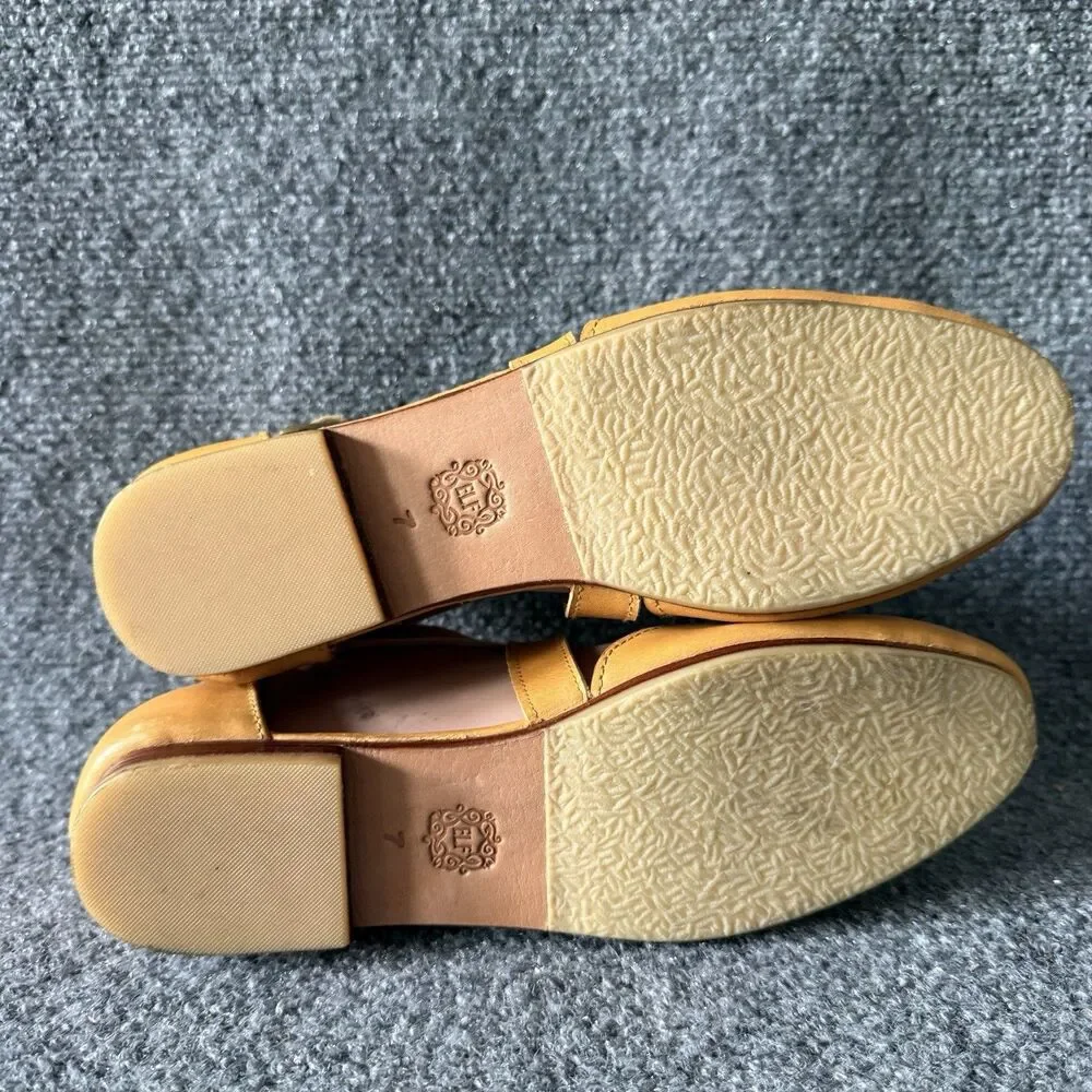 ELF | Shoes | Bali Elf Women 7 Mangrove Mustard Leather Scalloped Cross ...